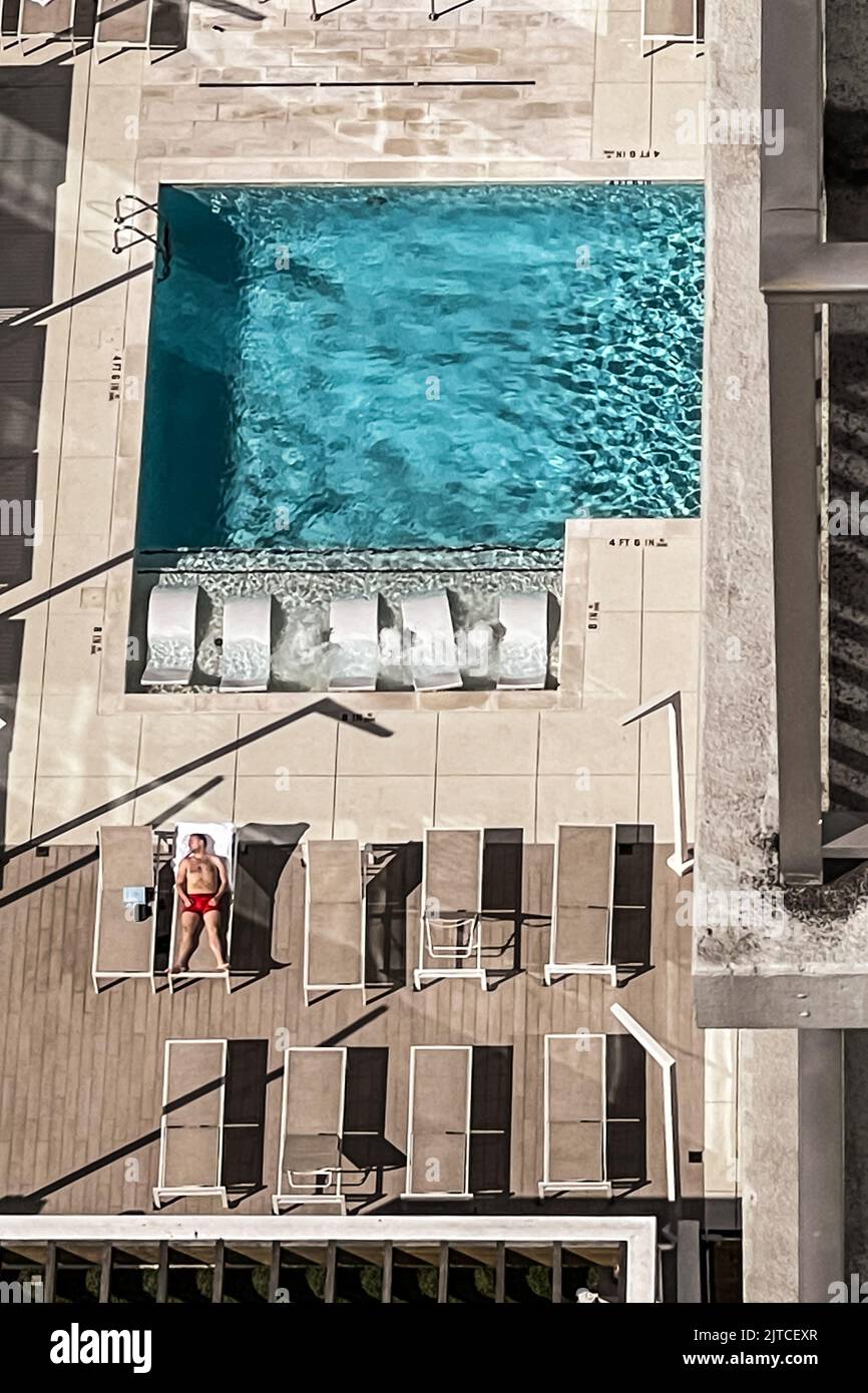 ATLANTA, GA / USA - MARCH 20: High angle perspective shows lone man ...