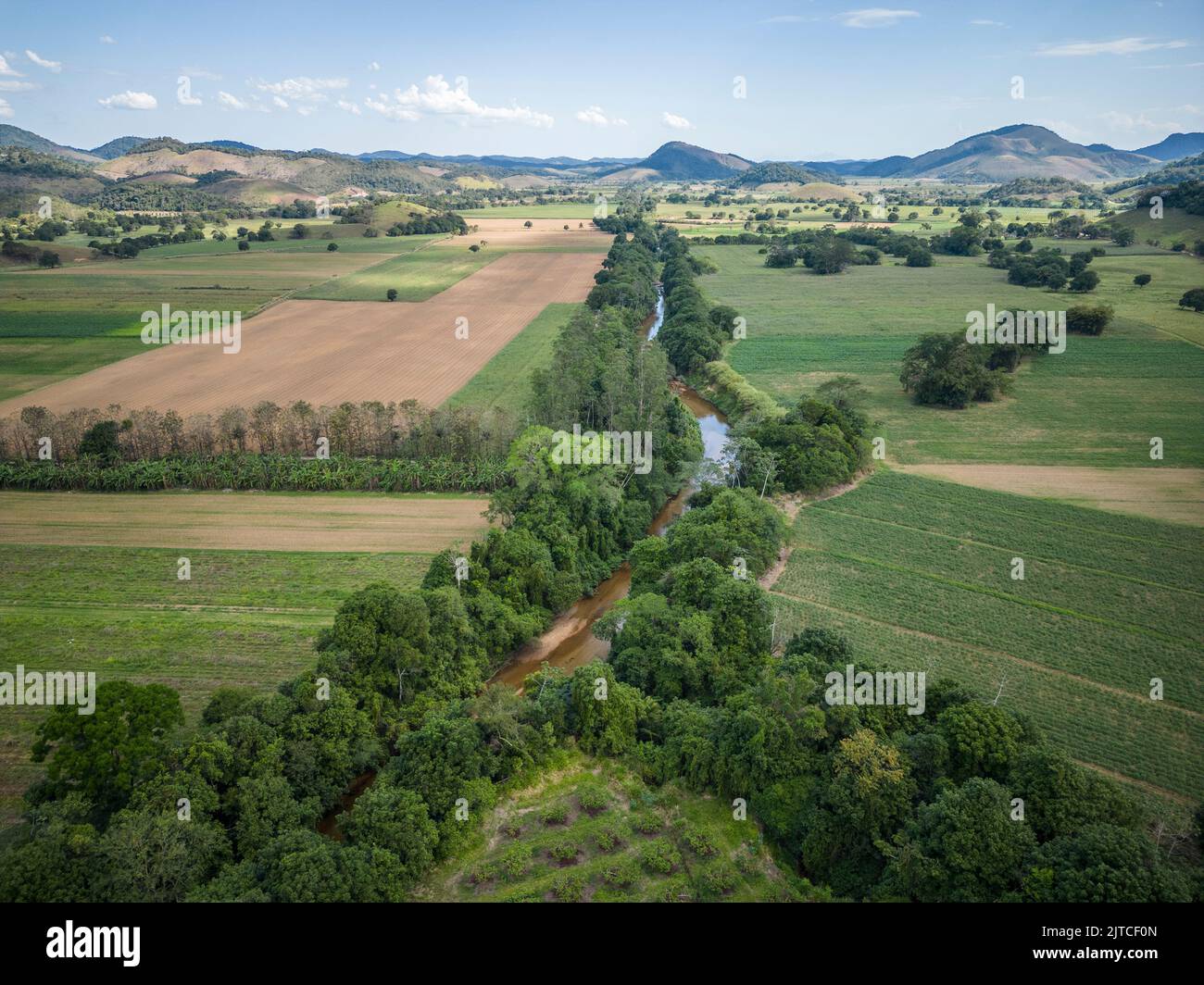 Beautiful view to river and green plantation crops Stock Photo - Alamy