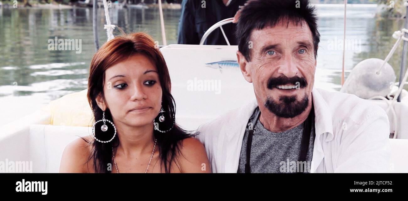 RUNNING WITH THE DEVIL: THE WILD WORLD OF JOHN MCAFEE, from left: Samantha Herrera, John McAfee ...