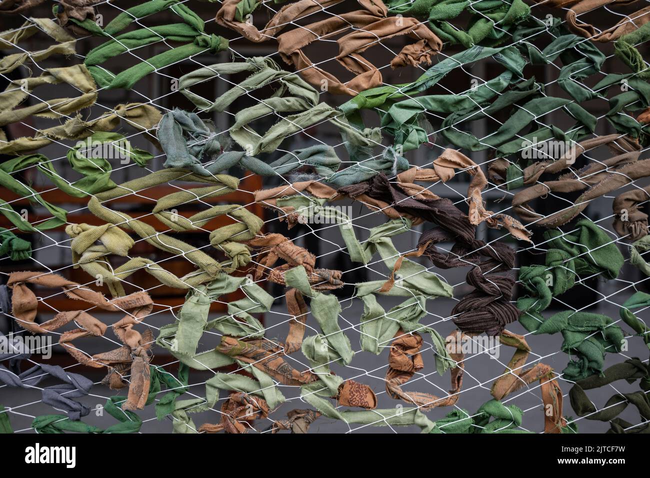 Mesh weaving. Camouflage grids. War in Ukraine. Shades of green. Khaki ...
