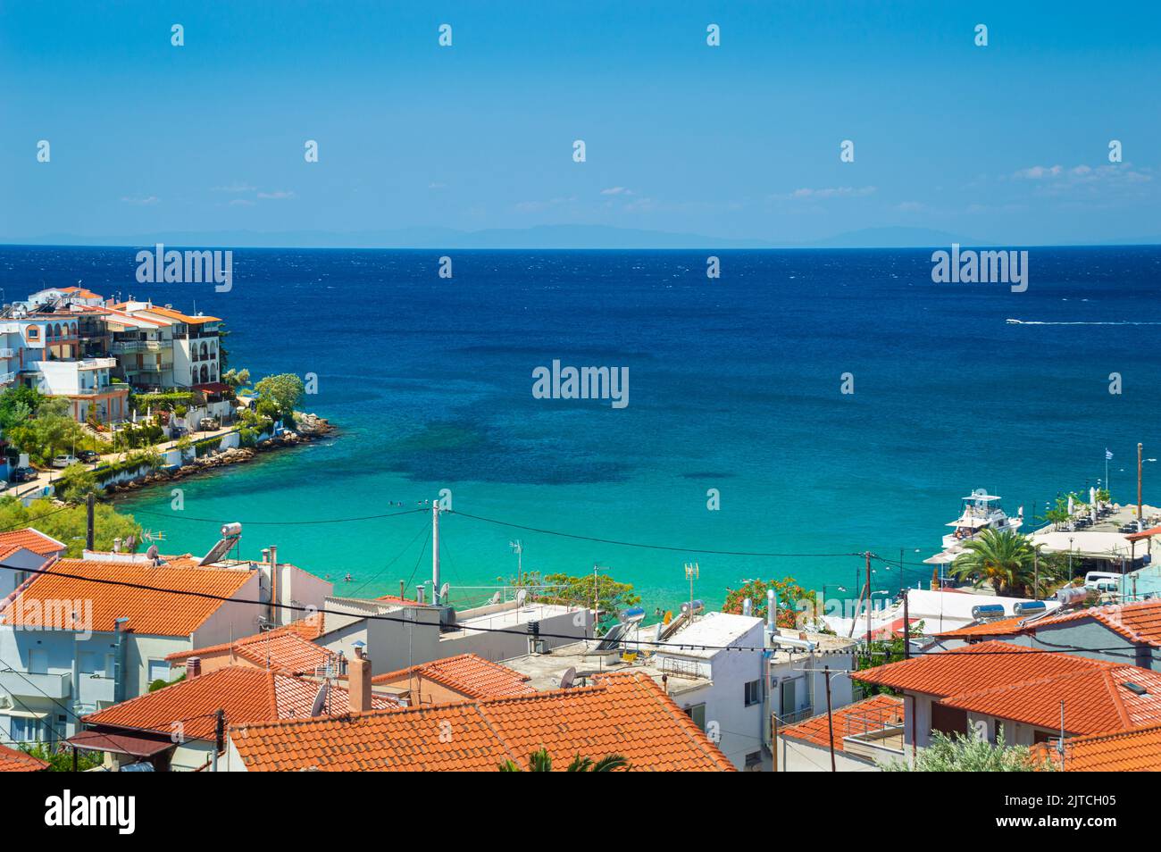 Top view from Skala Marion village in Thassos island by day Stock Photo ...