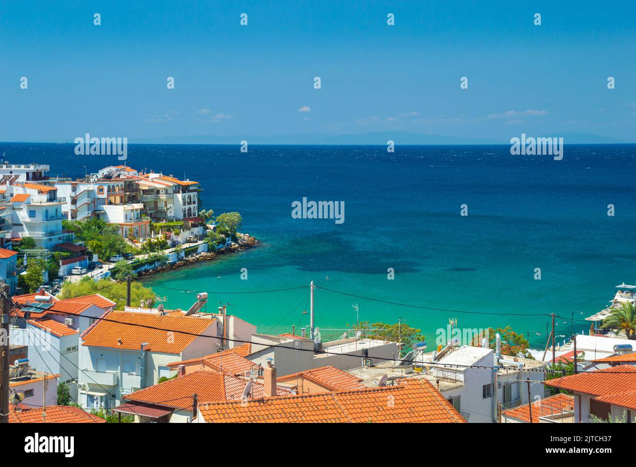 Top view from Skala Marion village in Thassos island by day Stock Photo ...
