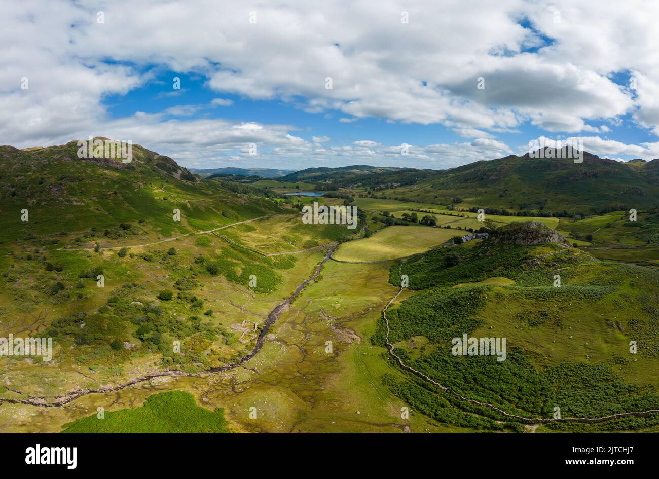 The amazing landcape of the Lake District National Park - aerial view ...