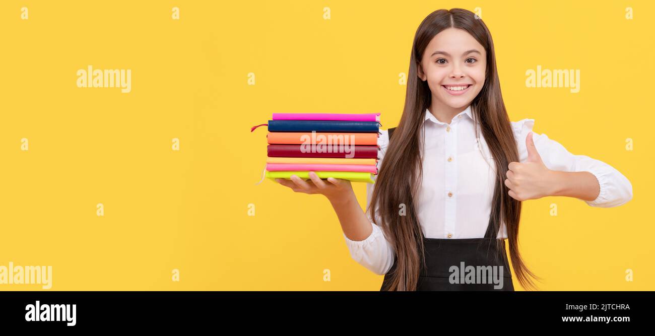 book store. educational childrens literature. Portrait of schoolgirl ...