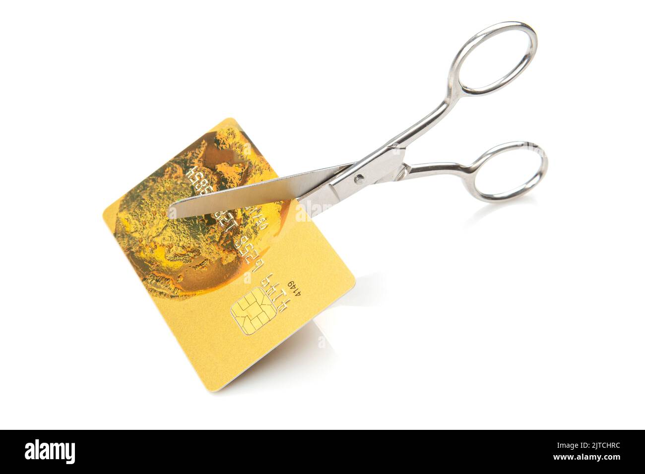 scissors cut bank card. business problems. bank account change ...