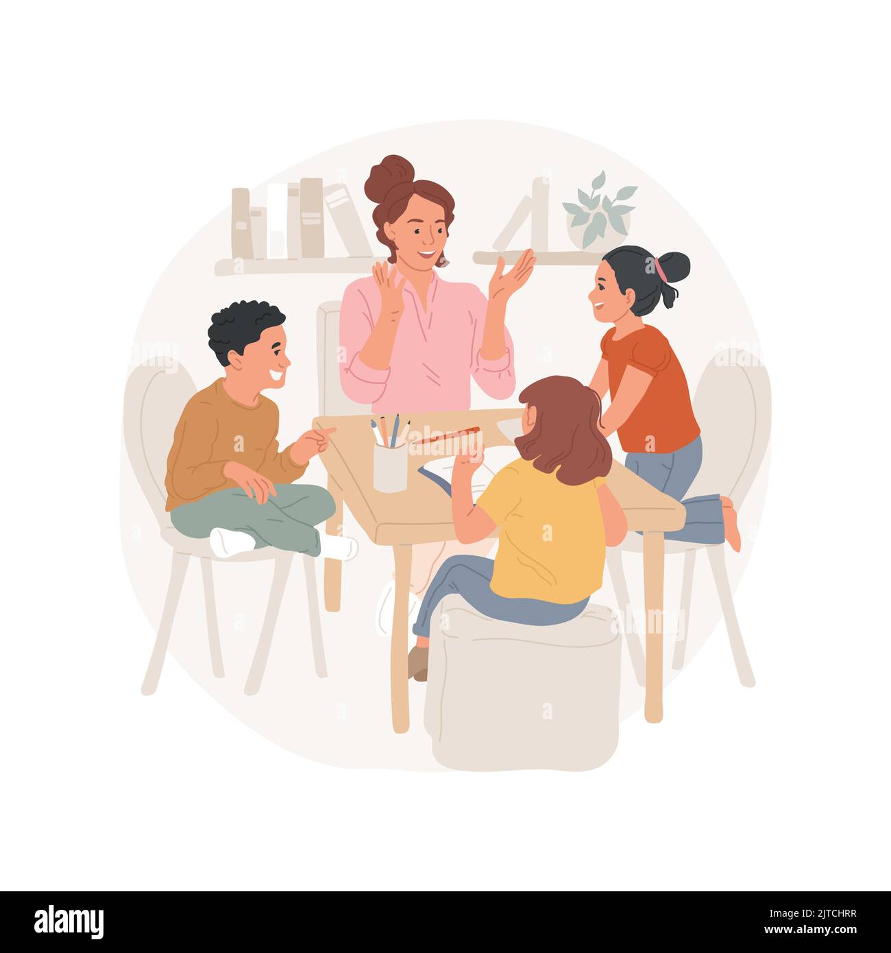 Homeschool co-op isolated cartoon vector illustration. Homeschool ...