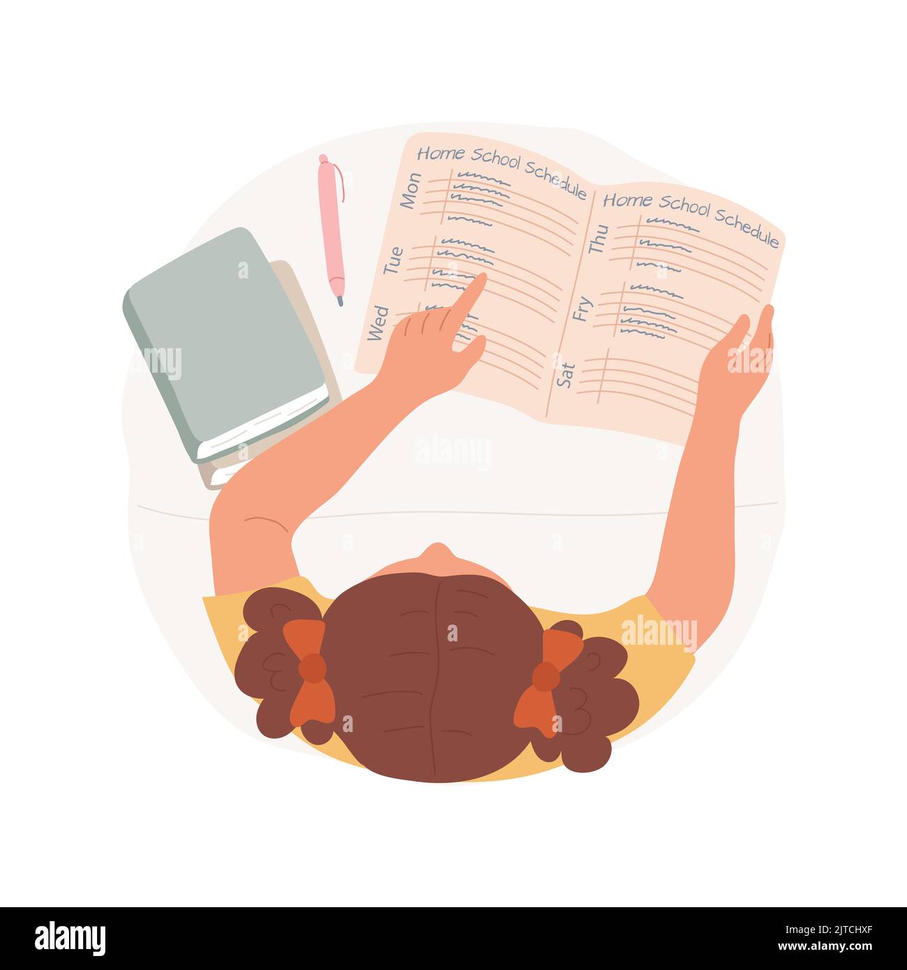 Structured home learning isolated cartoon vector illustration. Student ...