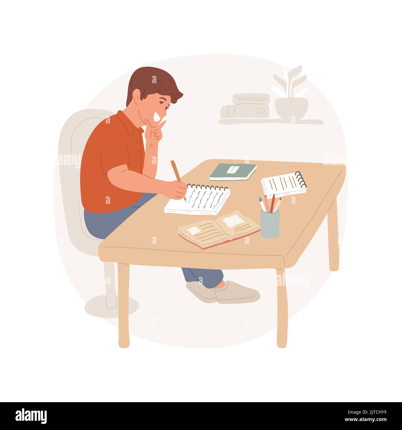 Paper textbook isolated cartoon vector illustration. Table with paper ...
