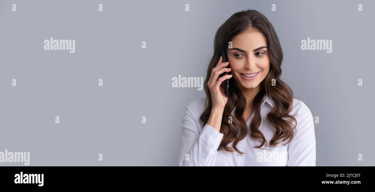 Woman isolated face portrait, banner header poster with mockup ...