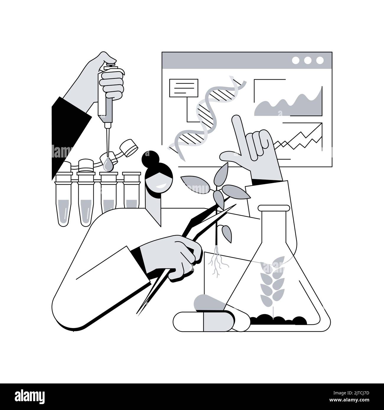 Biotechnology abstract concept vector illustration. Biological science ...