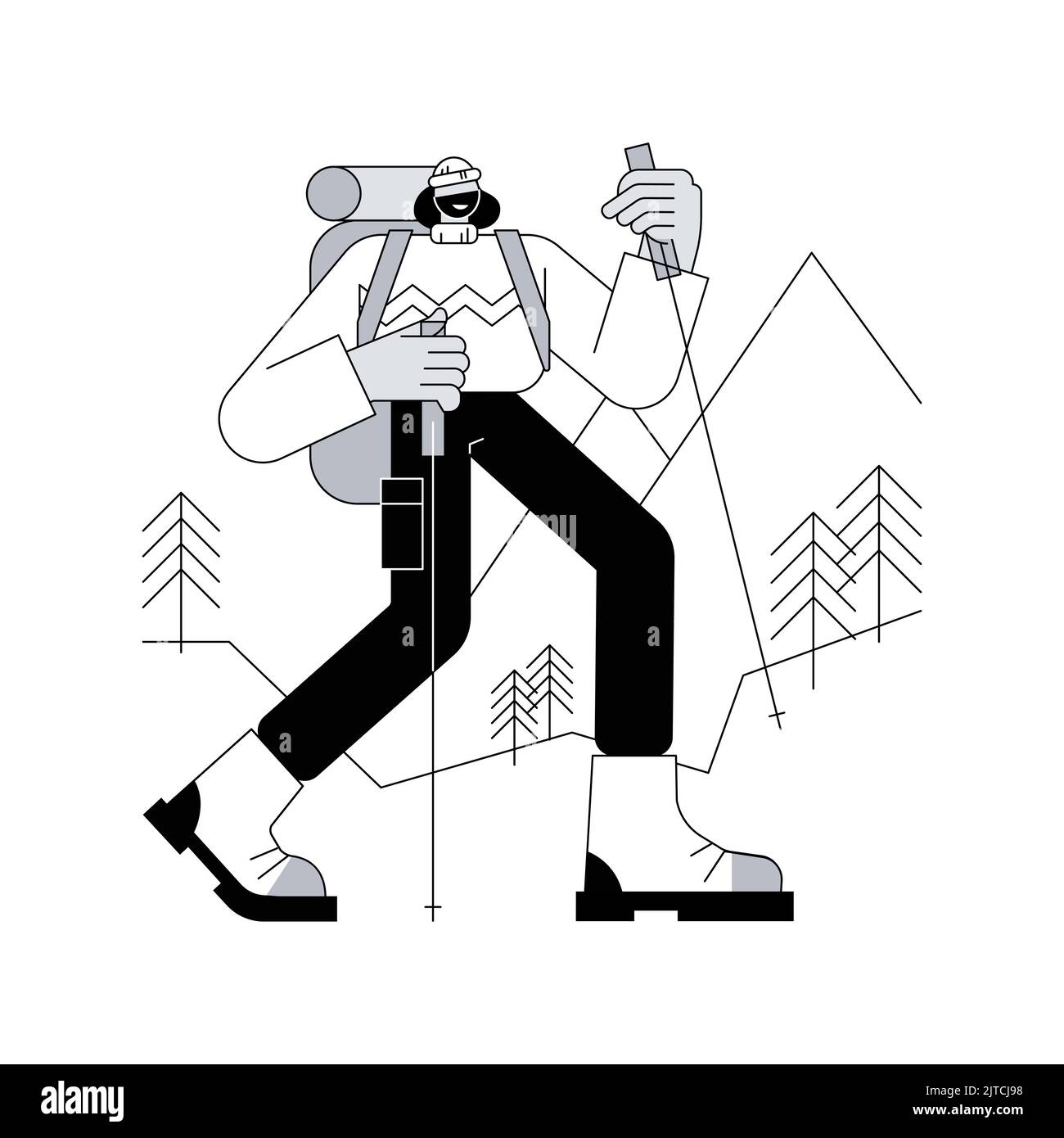 Hiking abstract concept vector illustration. Active lifestyle, mountain ...