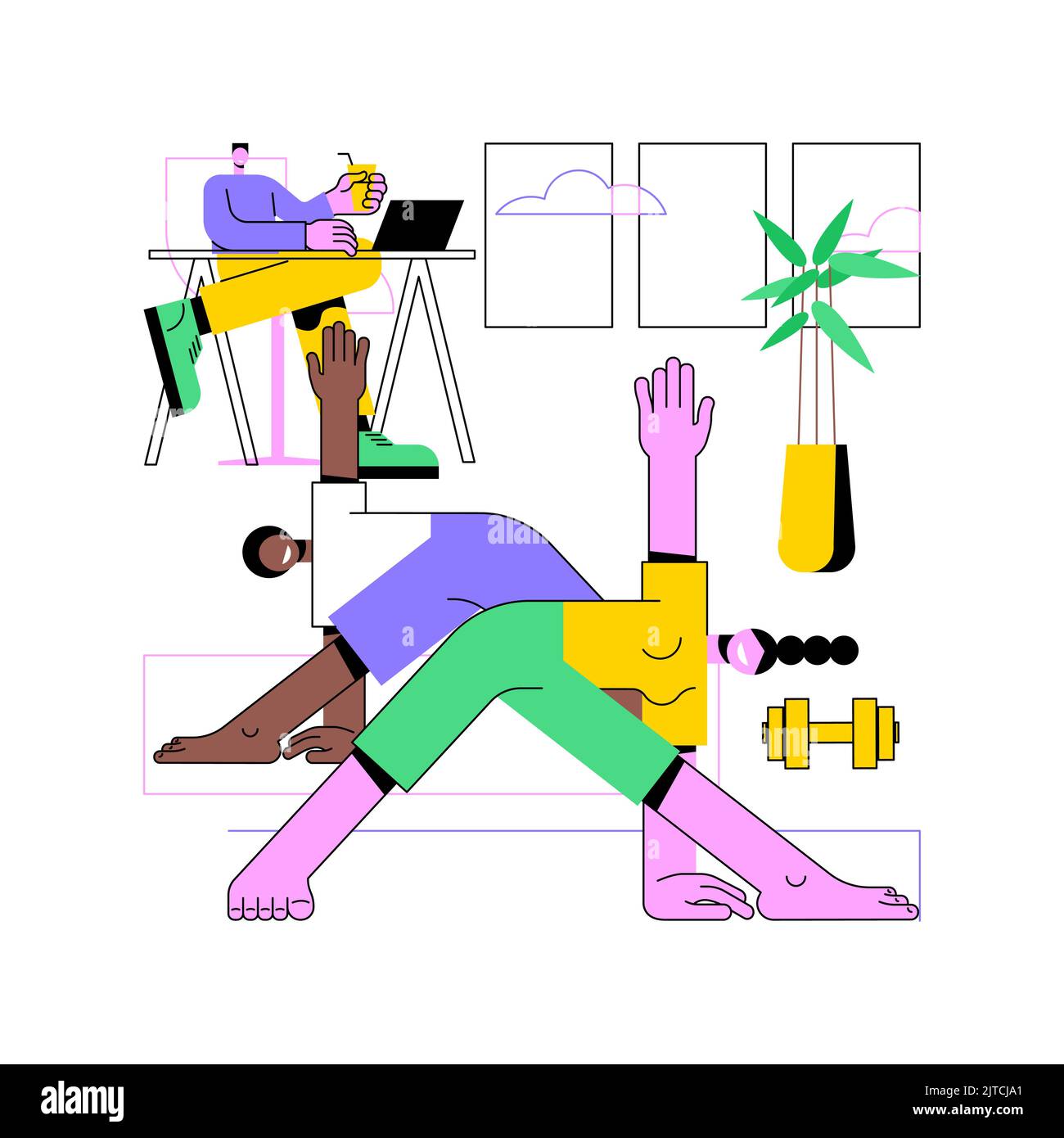 Office gym isolated cartoon vector illustrations. Group of diverse ...