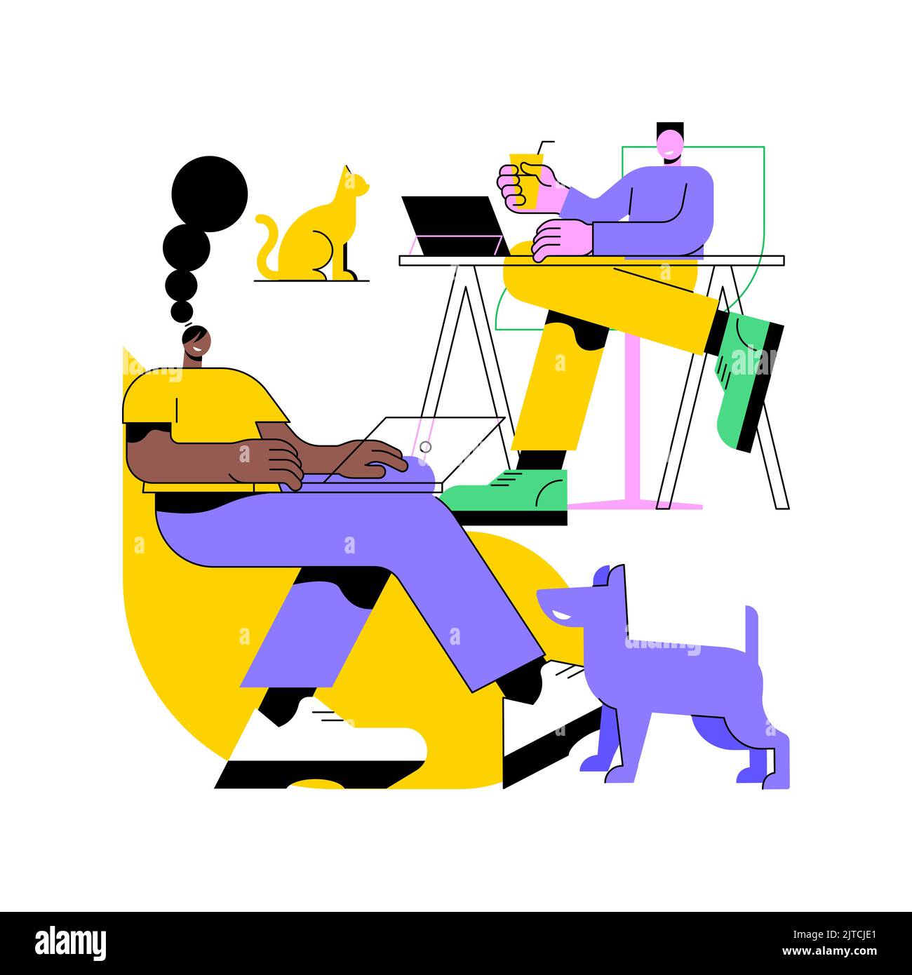 Pet-friendly office isolated cartoon vector illustrations. Happy ...