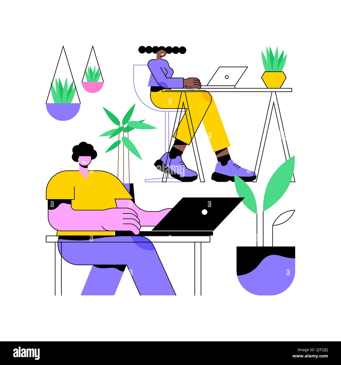 Biophilic office isolated cartoon vector illustrations. Group of ...