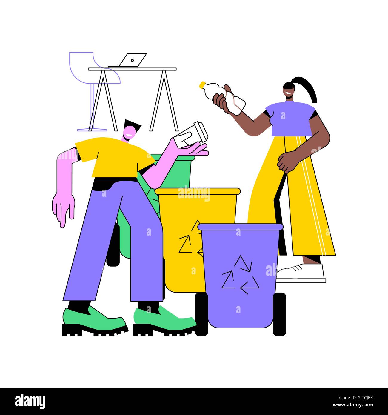 Recycling station isolated cartoon vector illustrations. Diverse ...