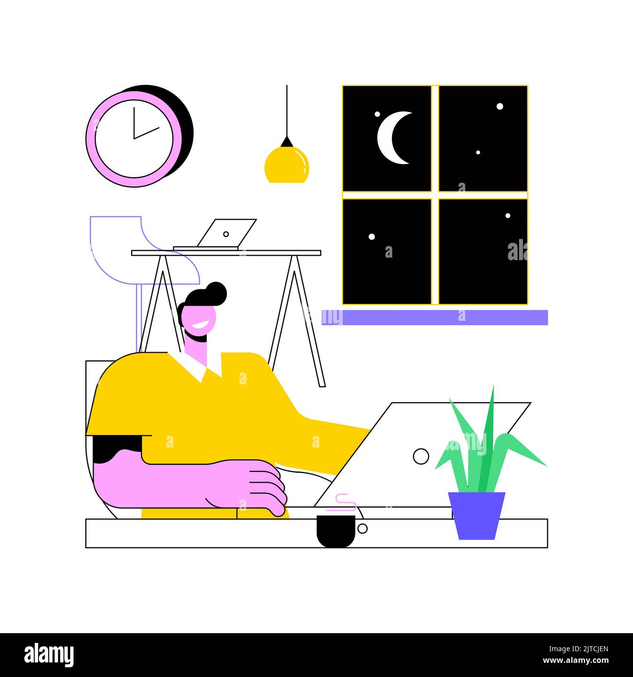 24 hour office access isolated cartoon vector illustrations ...