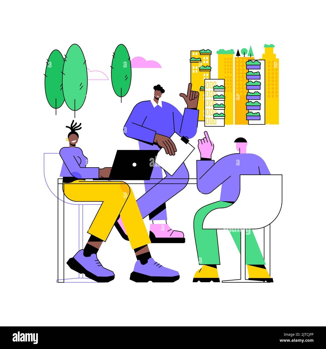 Outdoor office isolated cartoon vector illustrations. Group of diverse ...