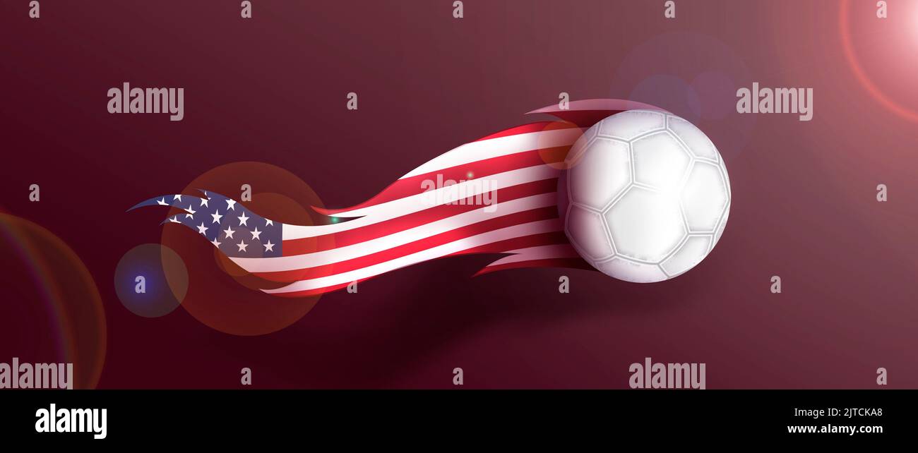 A soccer ball with the United States flag on a red background Stock ...