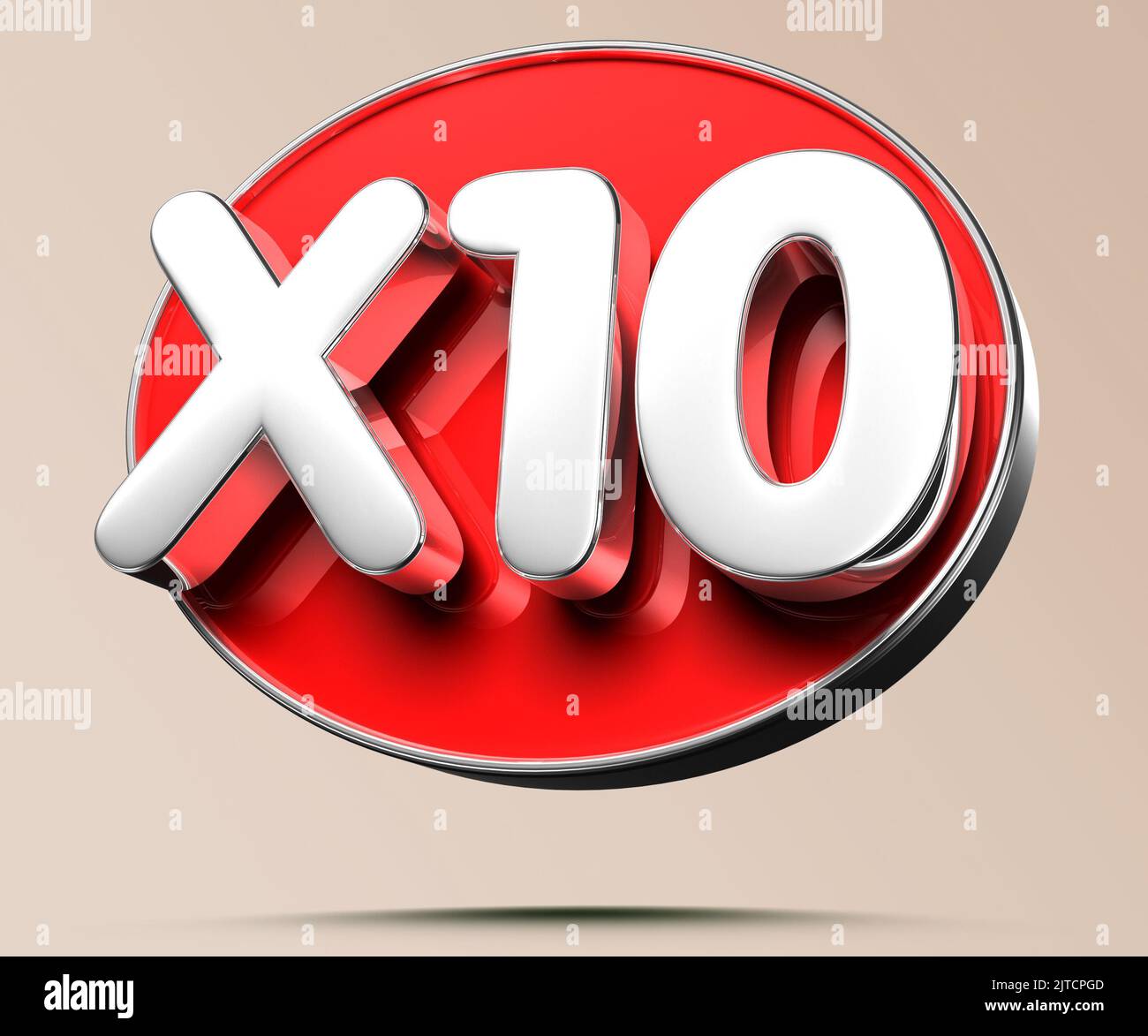 X10 3D illustrati on light cream background have work path.Advertising ...