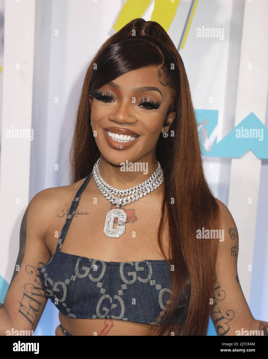 August 28, 2022, Newark, New York, USA: GLORILLA attends the 2022 MTV ...