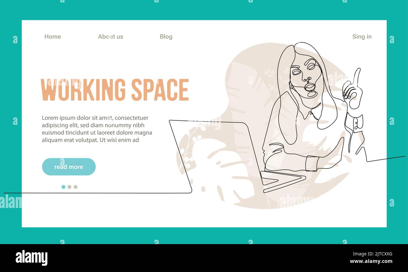 Coworking Space Landing Page Flat Cartoon Template. Freelancers Team ...