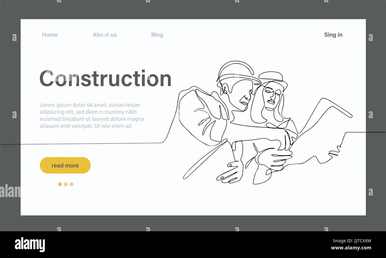 Vector landing page of architecture works with protective face masks ...