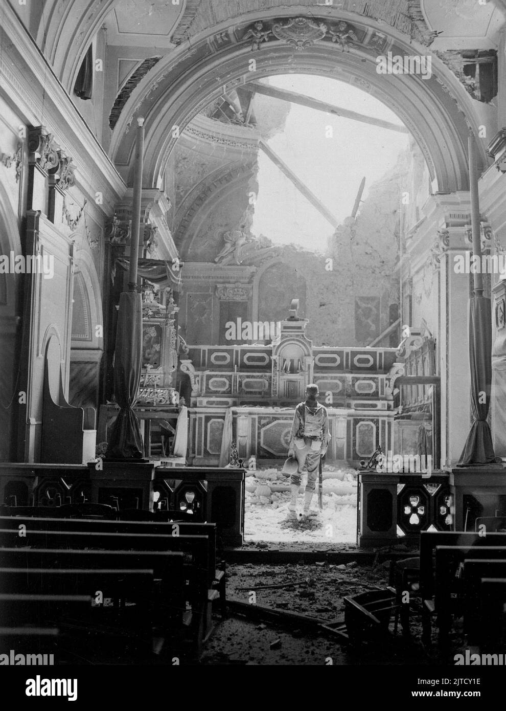 Soldier in church ruins Black and White Stock Photos & Images - Alamy