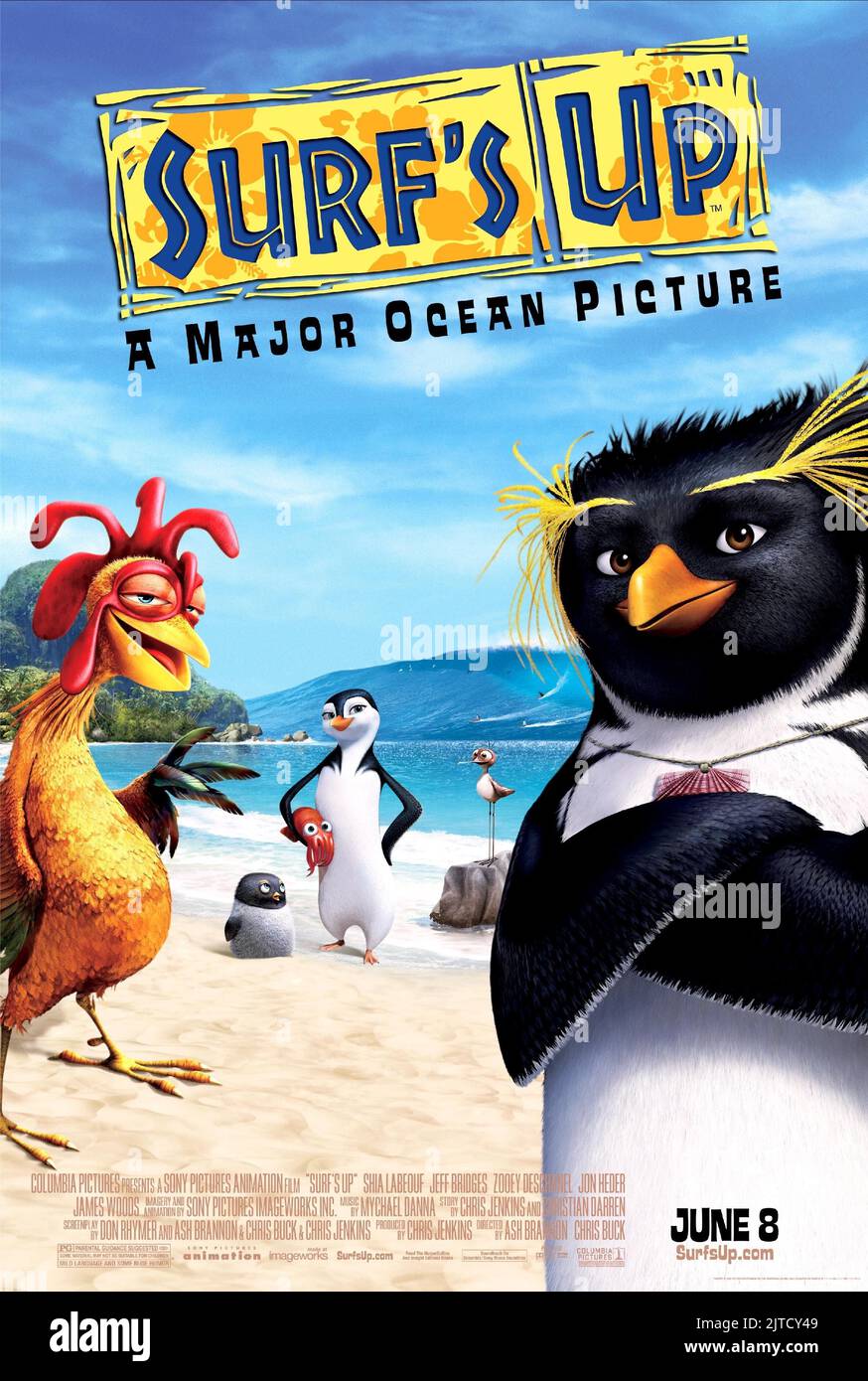 CHICKEN JOE, LANI, CODY MAVERICK POSTER, SURF'S UP, 2007 Stock Photo ...