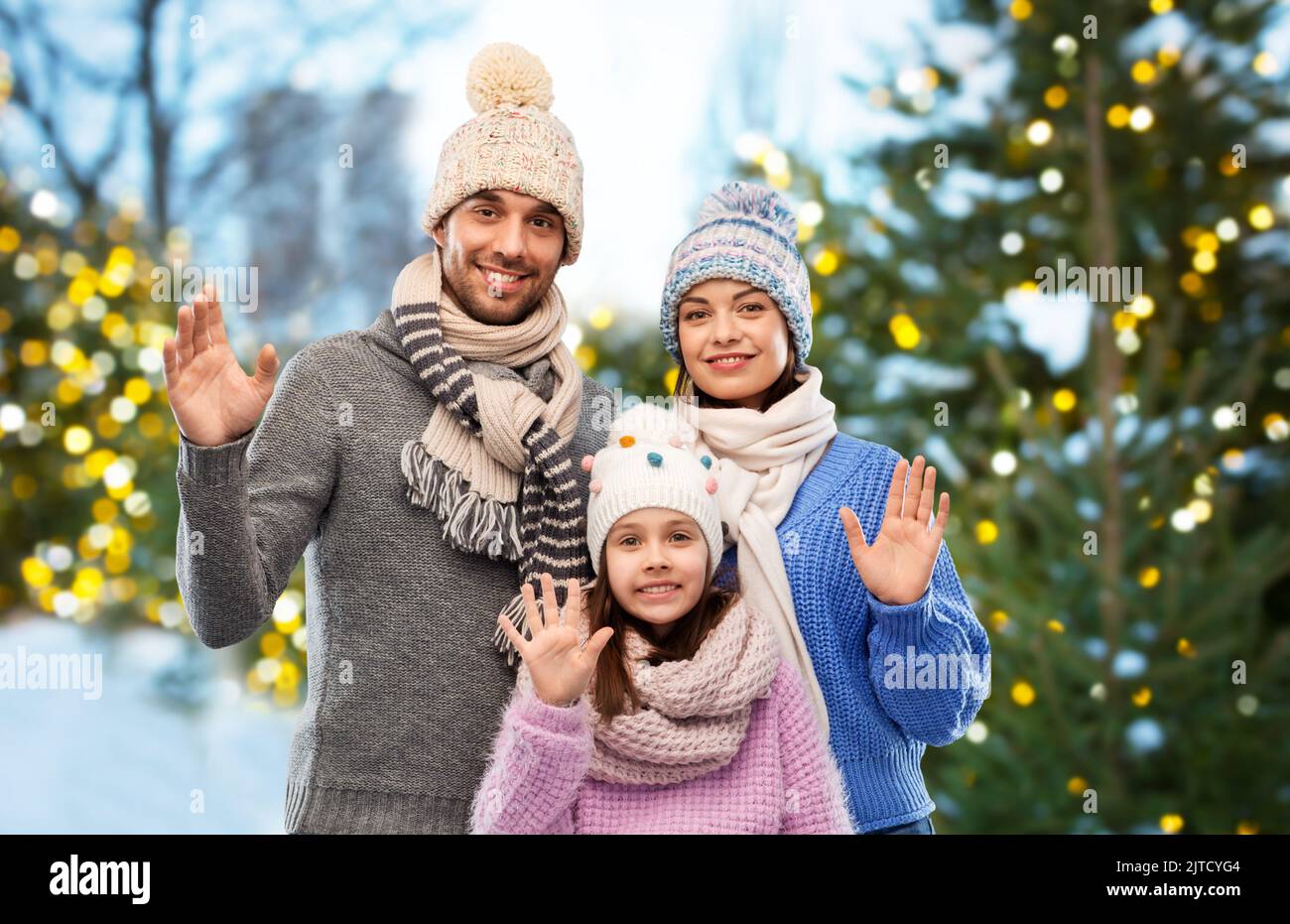 Woman and daughter waving hand hi-res stock photography and images - Alamy