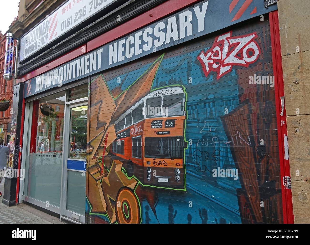 Shutters with an old Orange & Brown SELNEC bus, The Corner Barber Shop ...