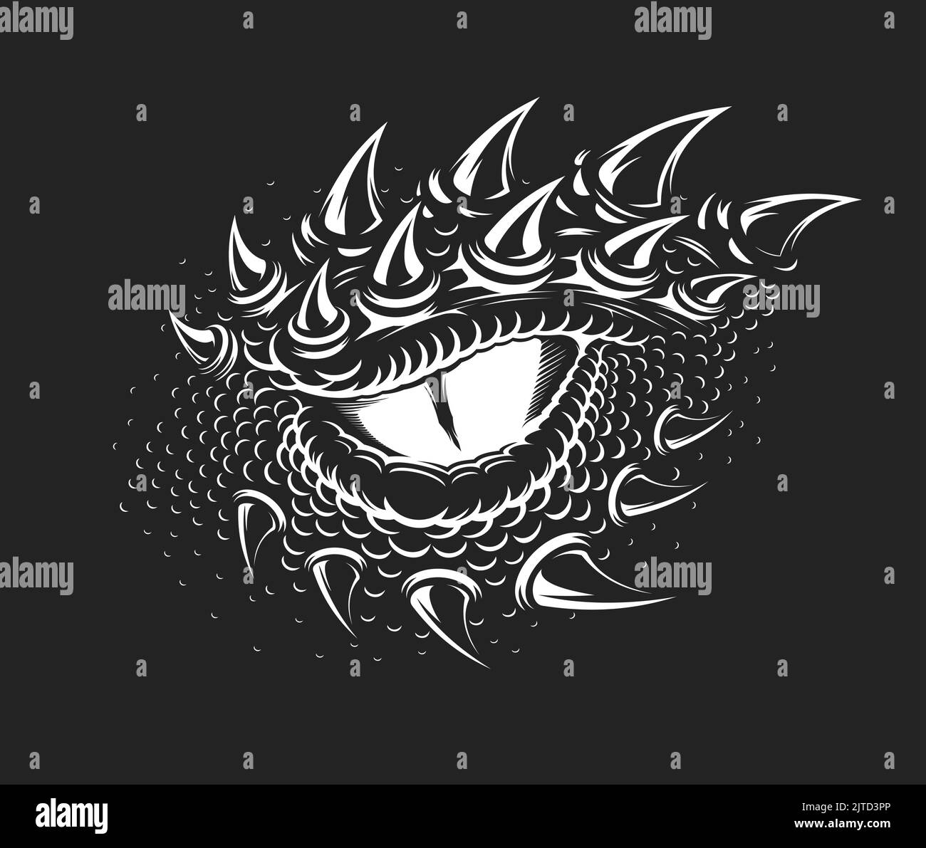 Dragon eye tattoo, monster reptile or crocodile beast eye with claws ...