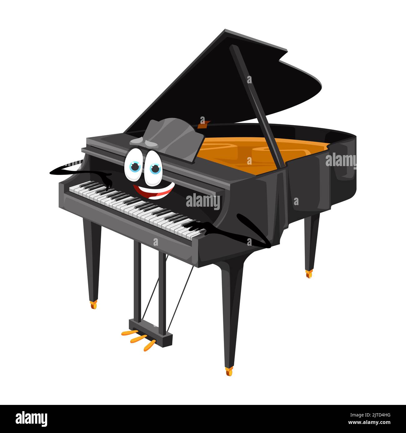 Cartoon grand piano character. Isolated vector key instrument, funny ...