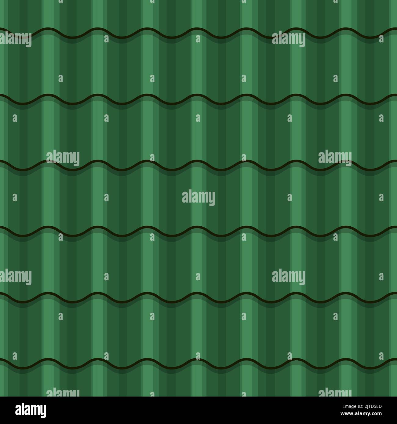 Green roof tile seamless pattern. Vector rooftop background, game ...
