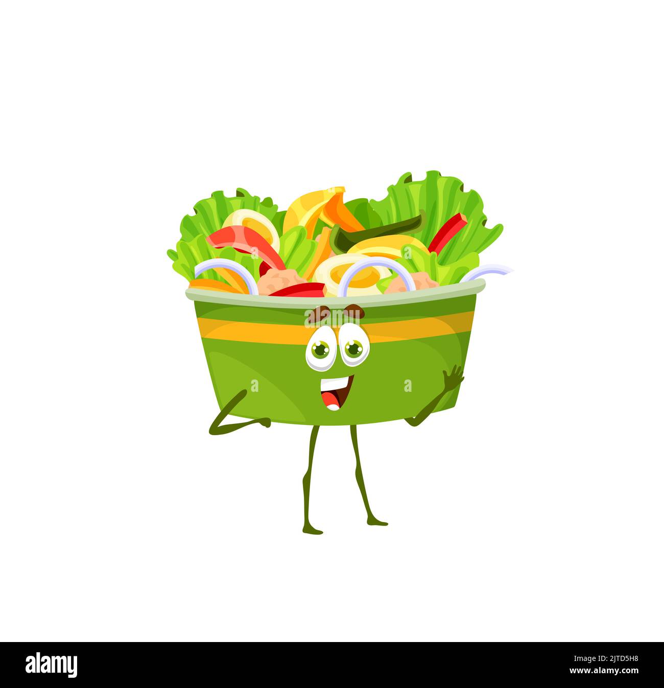 Cartoon caesar salad box character. Fresh food, healthy lunch meal ...