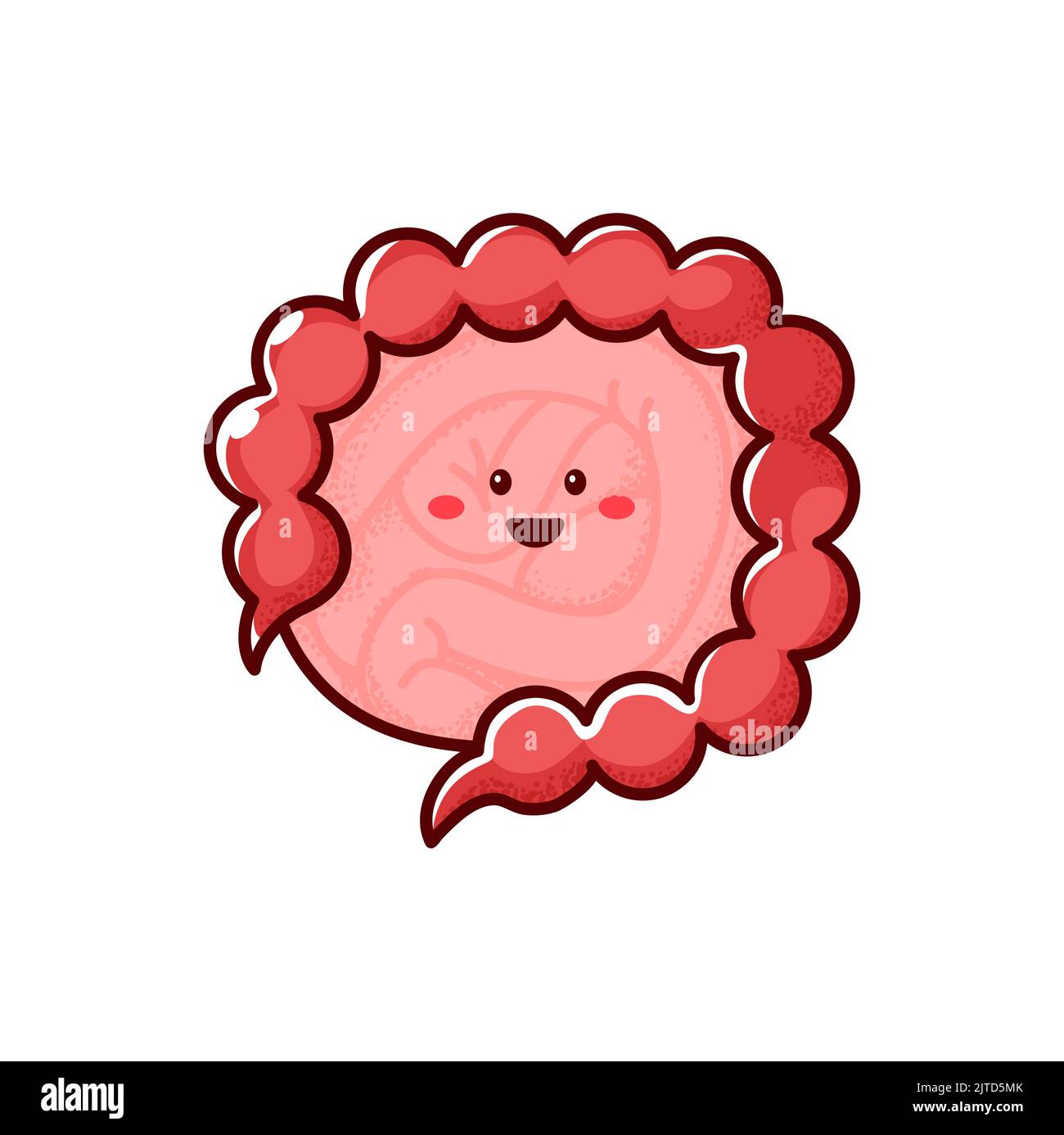Intestine Gut Cartoon Character Isolated Healthy Body Organ Funny