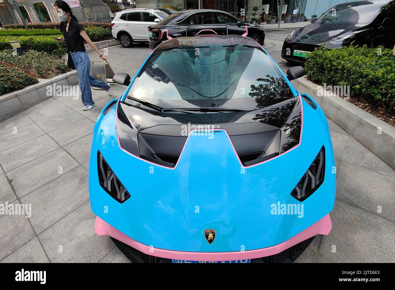 SHANGHAI, CHINA - AUGUST 29, 2022 - A Lamborghini supercar is parked at ...