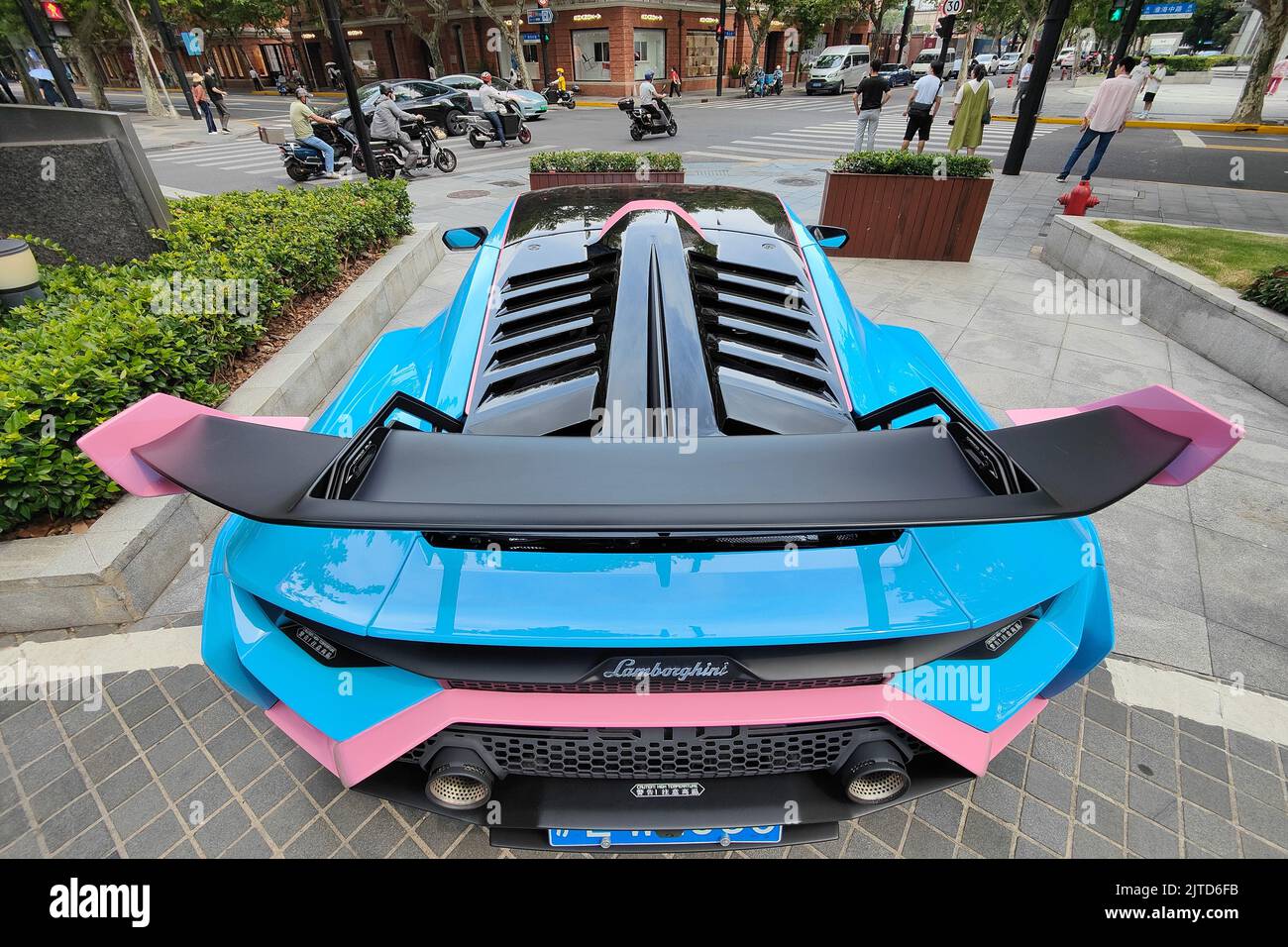 SHANGHAI, CHINA - AUGUST 29, 2022 - A Lamborghini supercar is parked at ...