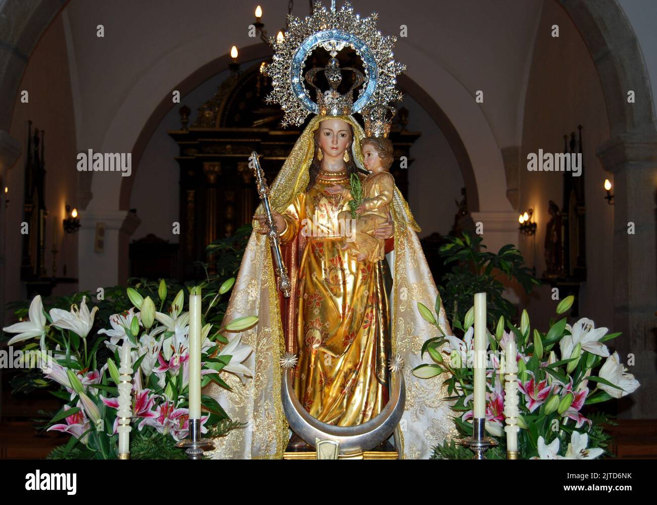 The Statue of the image of the virgin inside the church Stock Photo - Alamy