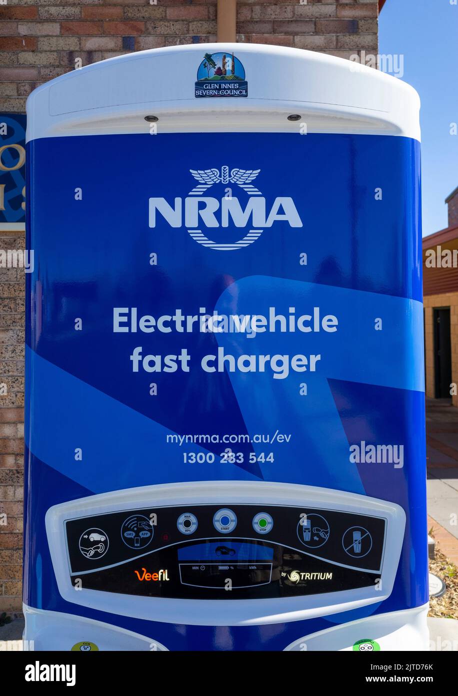 NRMA electric vehicle fast charger behind the historic town hall in ...