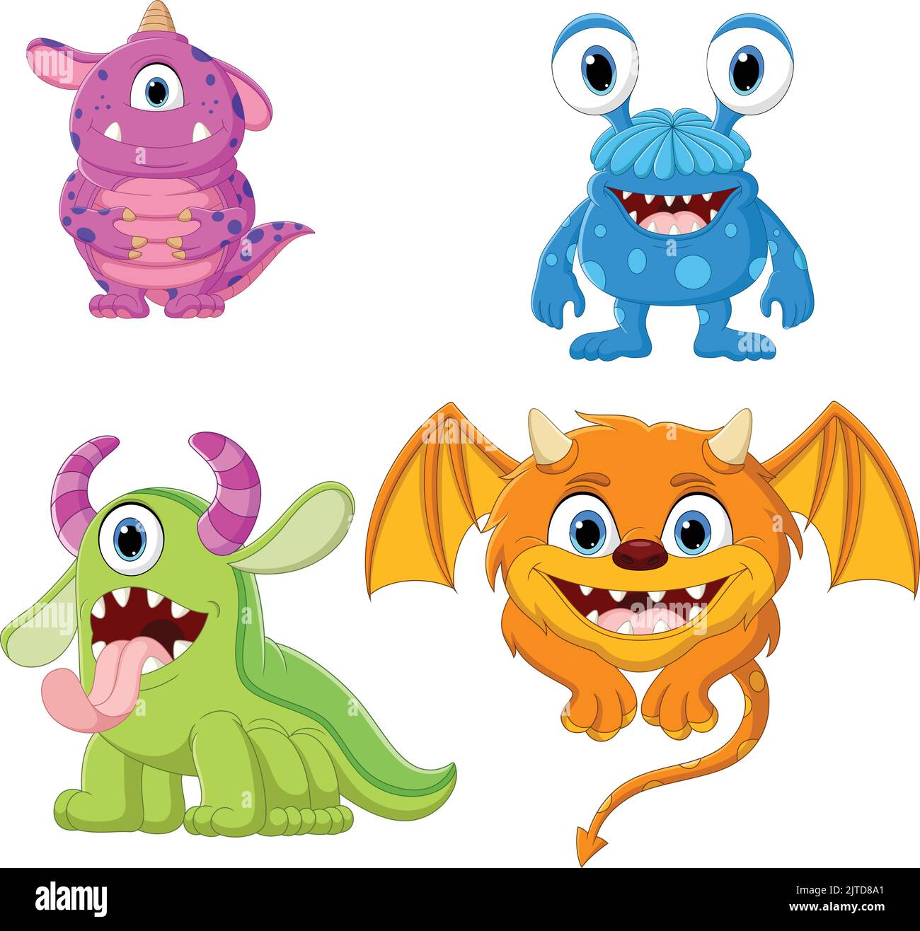 Set of cute monster cartoon Stock Vector Image & Art - Alamy