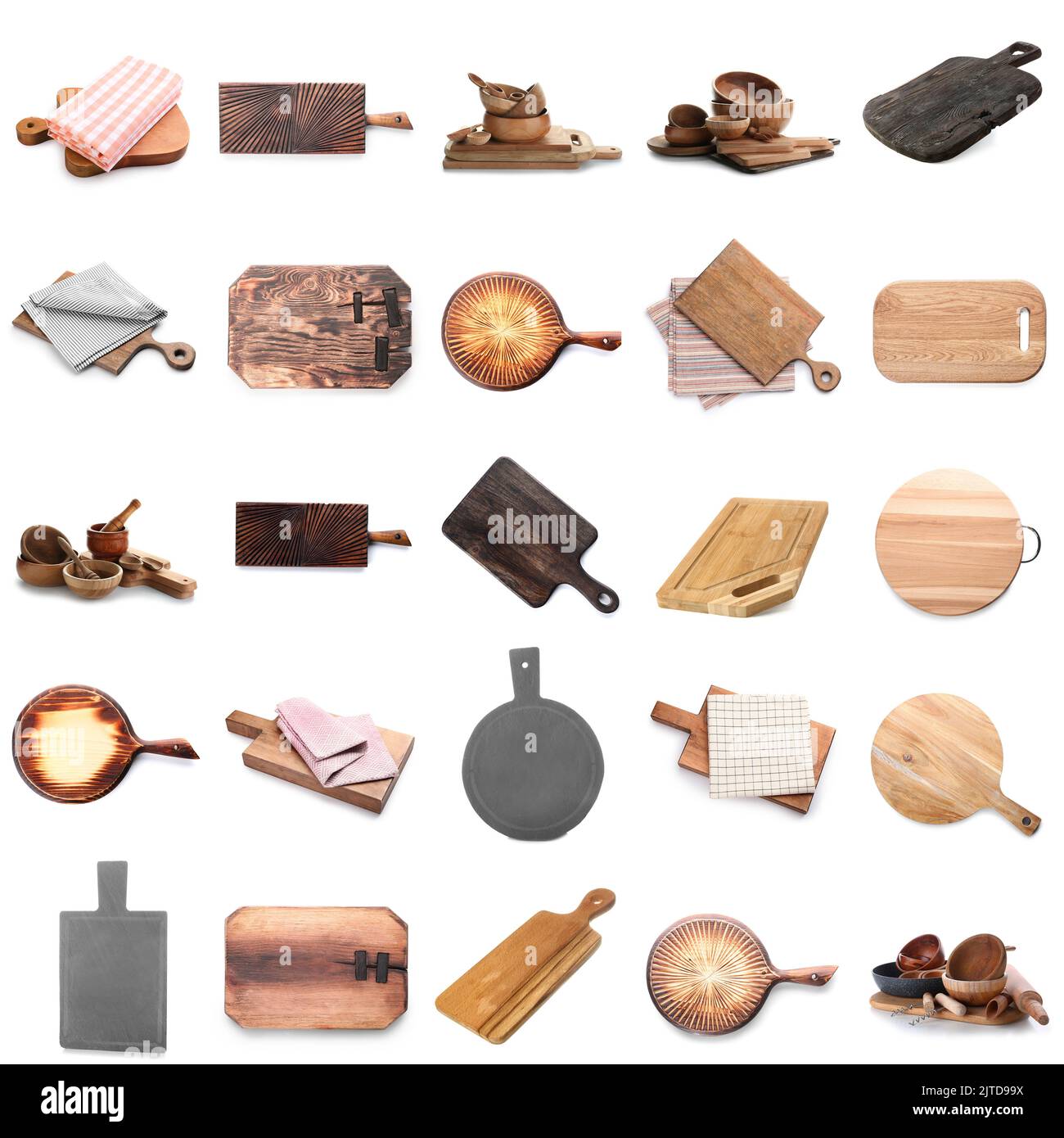 Set of many wooden boards on white background Stock Photo - Alamy