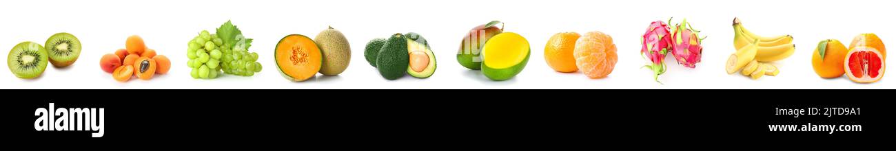 Set of many different tasty fruits isolated on white Stock Photo - Alamy