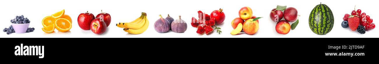 Set of different fruits isolated on white Stock Photo - Alamy