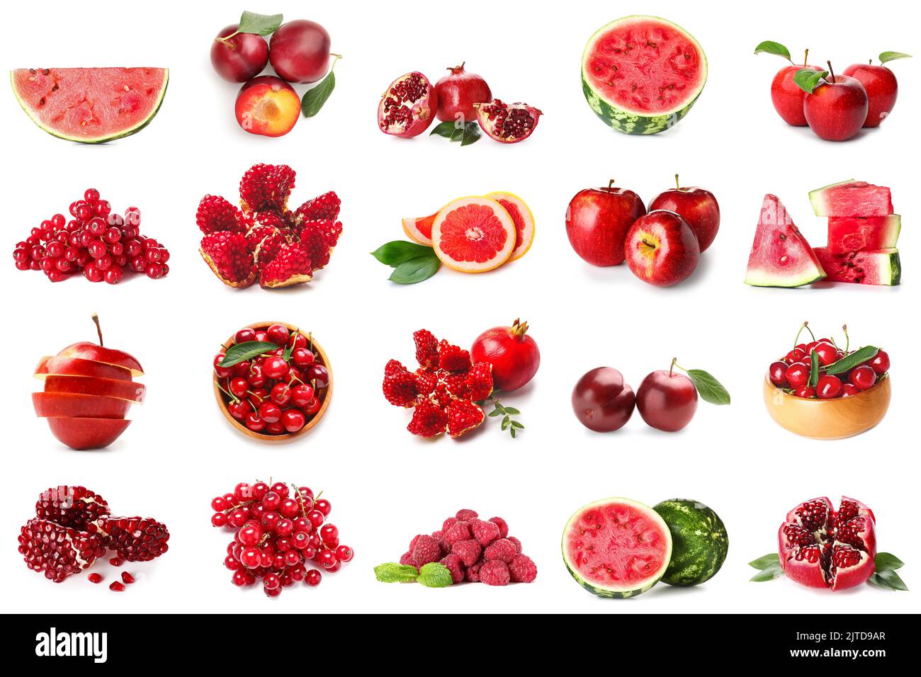 Set of different tasty fruits isolated on white Stock Photo - Alamy