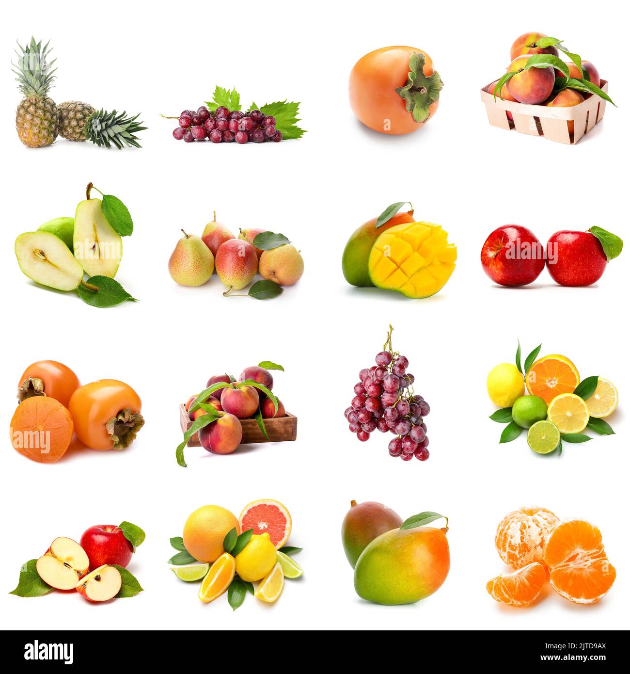Set of different tasty fruits isolated on white Stock Photo - Alamy