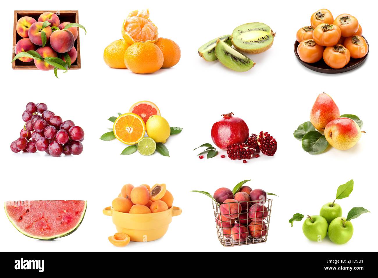 Set of fresh fruits isolated on white Stock Photo - Alamy
