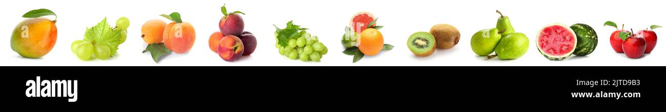 Set of different tasty fruits isolated on white Stock Photo - Alamy