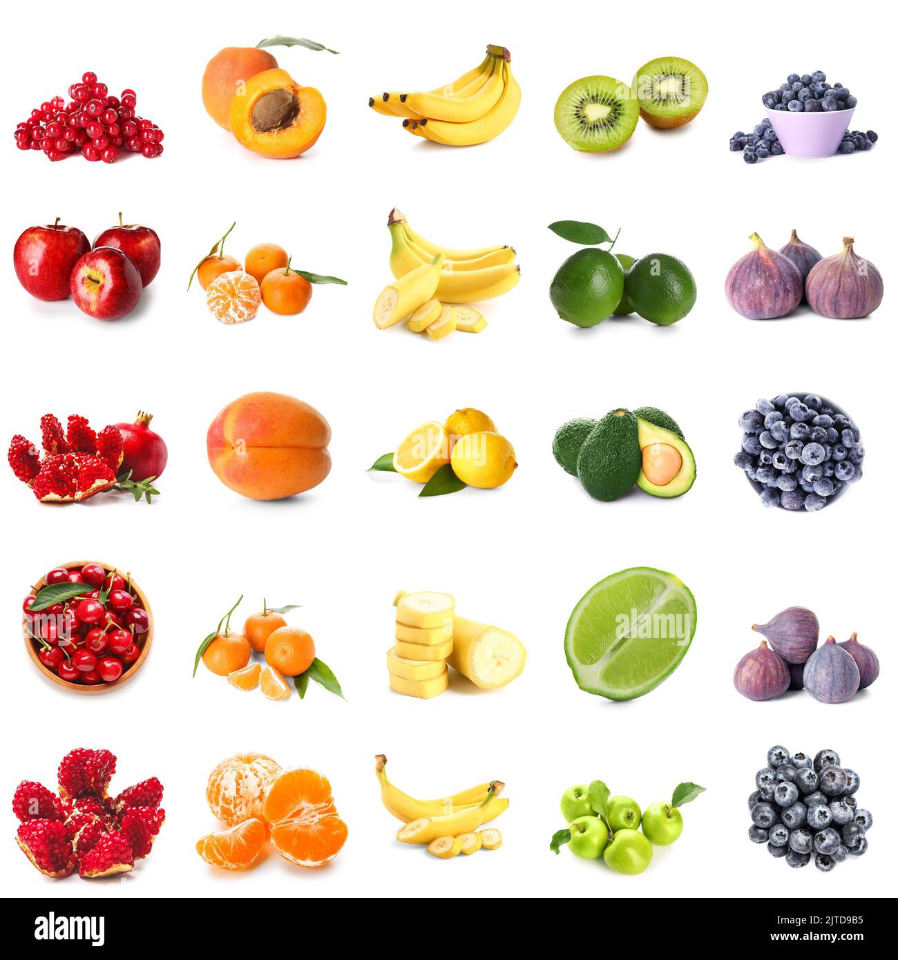 Set of different tasty fruits isolated on white Stock Photo - Alamy