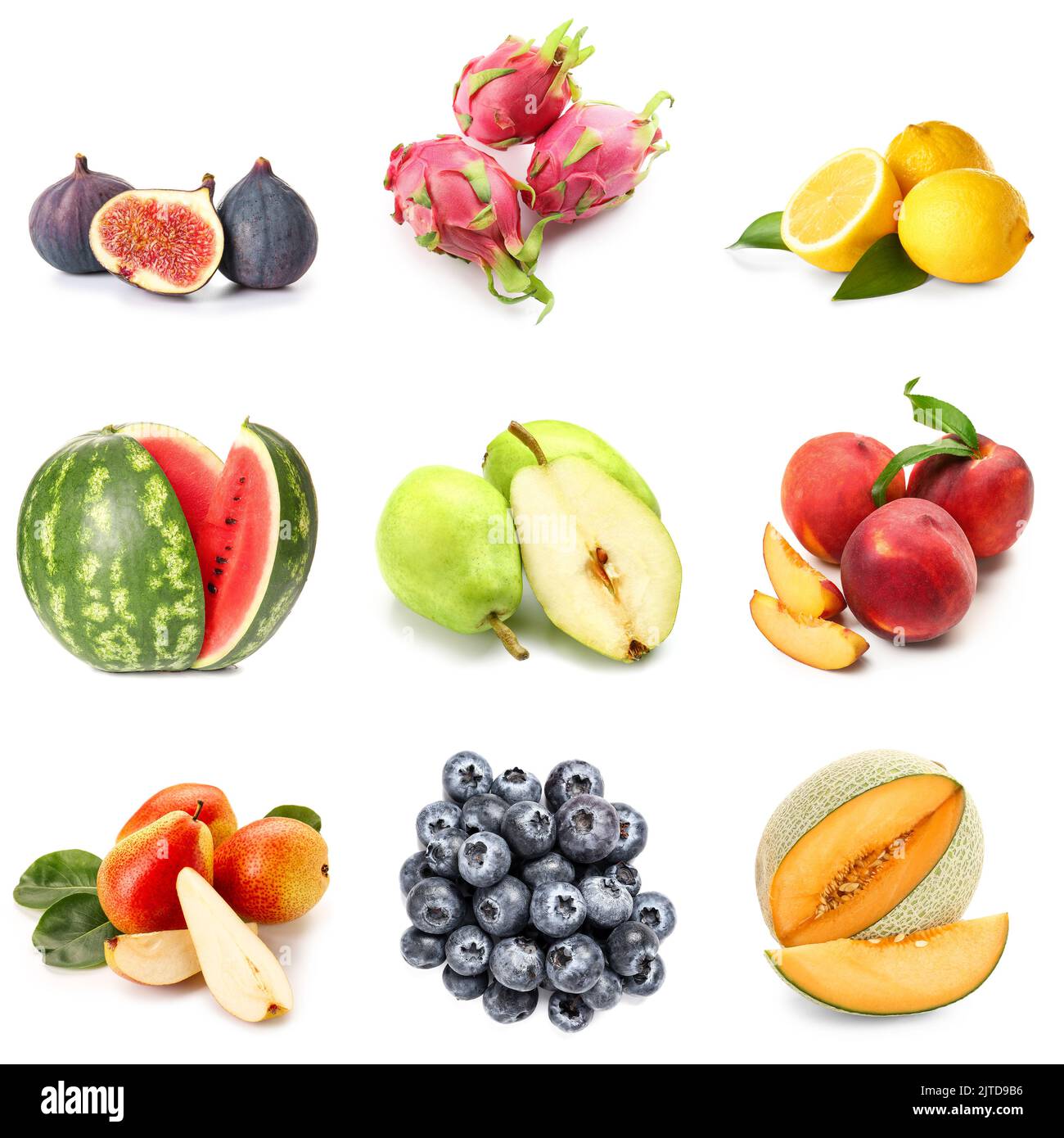 Set of different fresh fruits isolated on white Stock Photo - Alamy