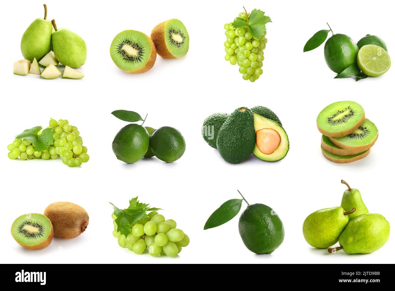 Set of different tasty fruits isolated on white Stock Photo - Alamy
